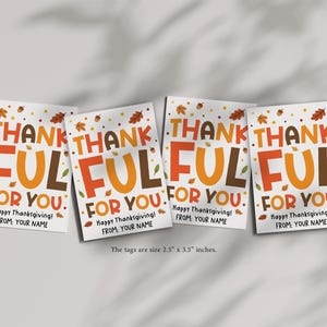 Thanksgiving Gift Tags Printable, Thankful for You Teacher and Staff ...