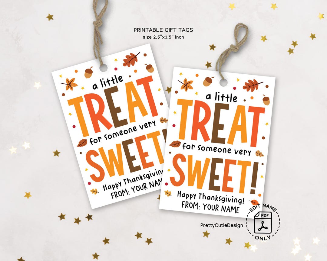 Thanksgiving Gift Tags Printable, Treat Tags for Sweet Coworker ...