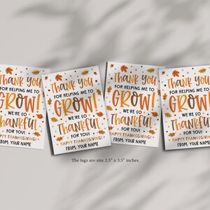 Thanksgiving Gift Tags Printable, Fall Teacher Thank You Favor Tags ...