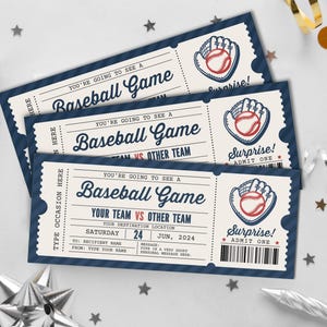 Baseball Game Ticket Gift Template: Printable Surprise Voucher (canva ...