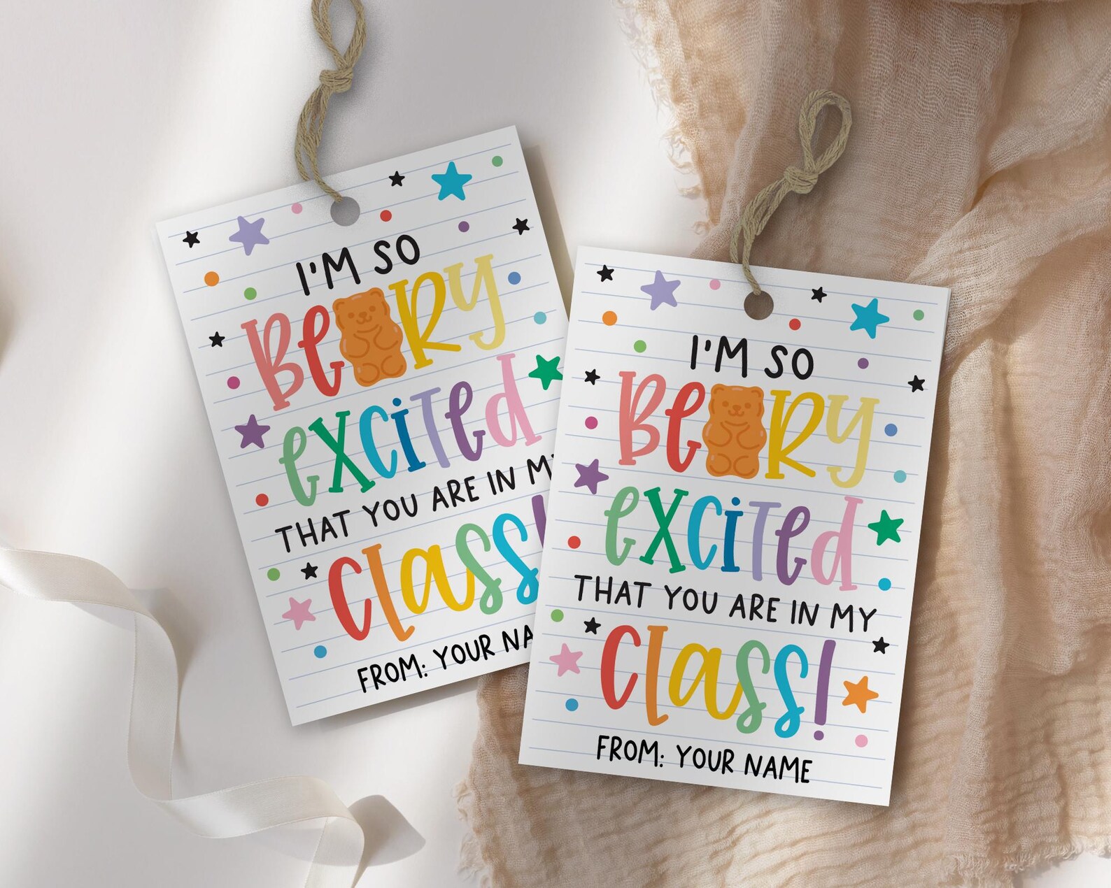 Gummy Bear Back to School Gift Tags: "beary Excited" Printable (PDF ...