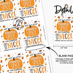 Pumpkin Spice Thanksgiving Gift Tags Printable, School Staff Teacher ...