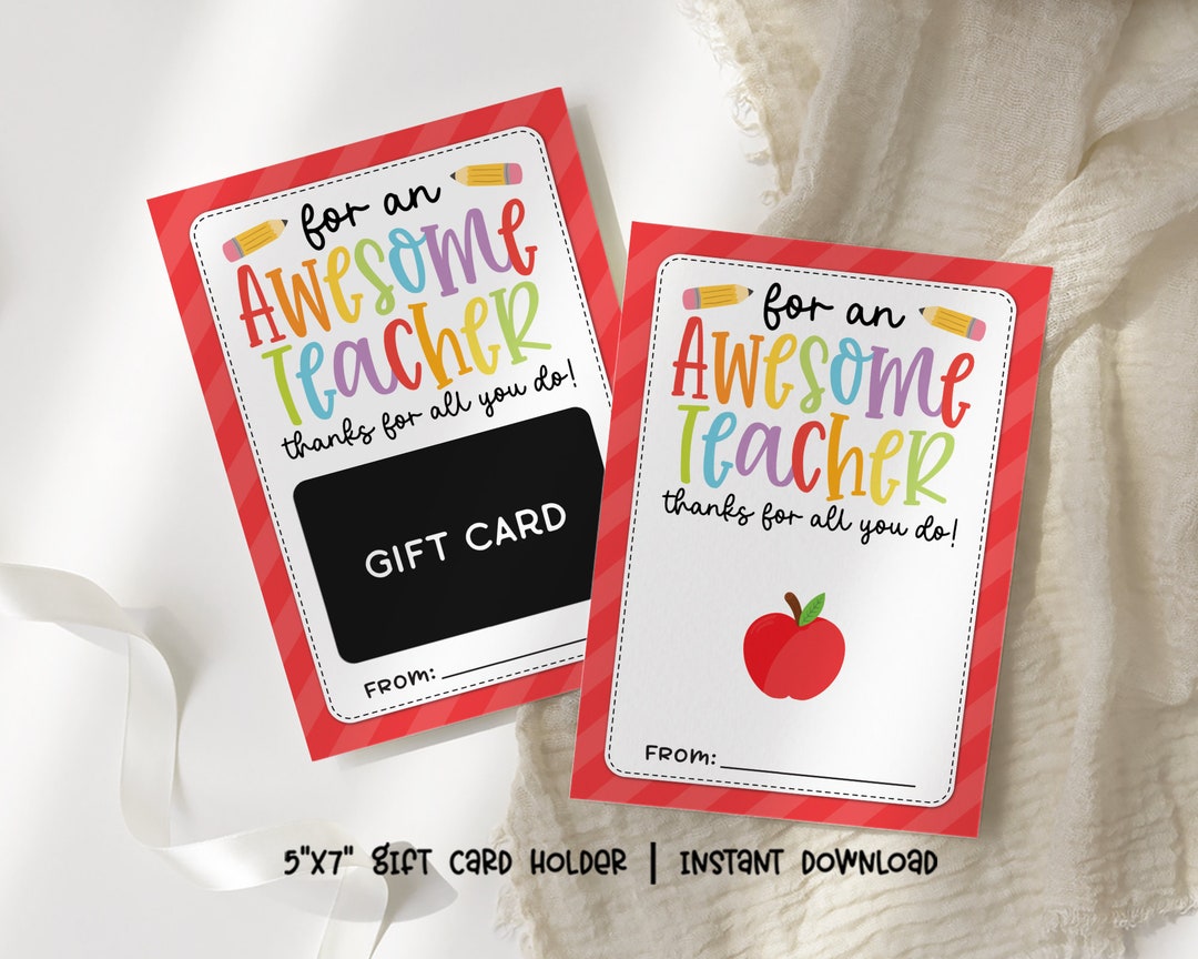 Teacher Gift Card Holder, Thank You Teacher Appreciation Gift Card ...