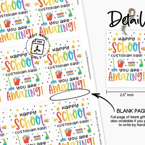 Printable School Custodian Appreciation Gift Tag, Amazing School ...