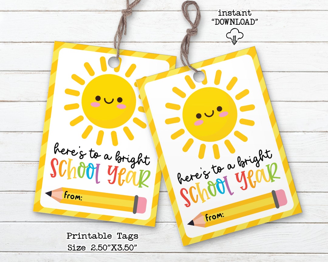 Back to School Tags Here's to a Bright School Year Tag - Etsy