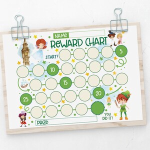 Peter Pan Reward Chart for Kids, Simple Kids Reward Chart, Neverland ...