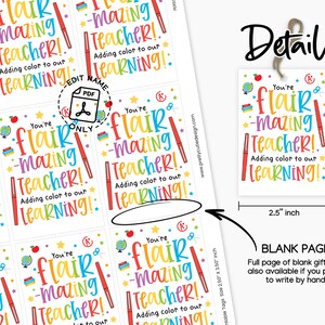 Teacher Appreciation Gift Tags, Flair-mazing School Supplies Teacher ...
