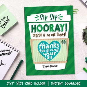 Sip Sip Hooray Coffee is on Me Today Coffee Gift Card | Etsy