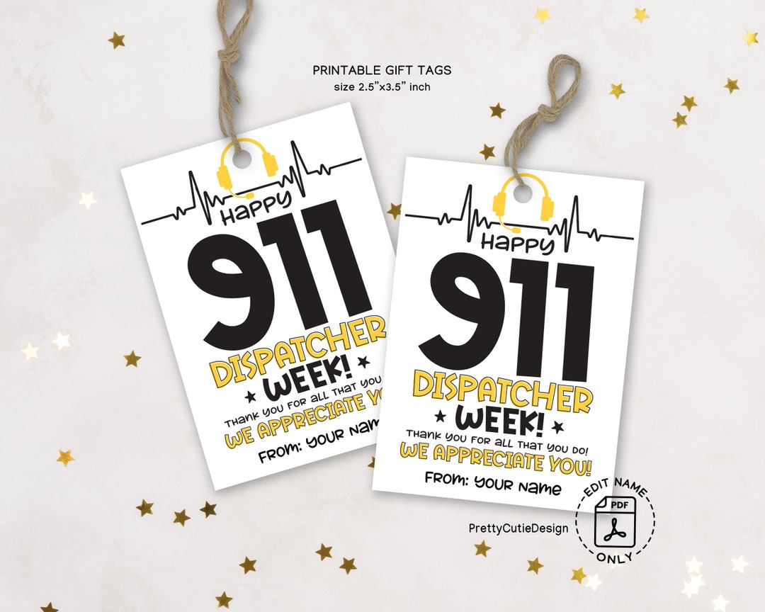 911 Dispatcher Appreciation Gift Tag (printable) - Etsy