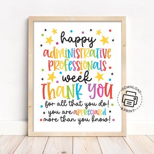 Administrative Professionals Week Sign Printable, Admin Appreciation ...