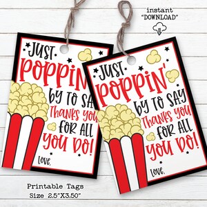 Just Poppin by to Say Thanks for All You Do Printable Teacher - Etsy