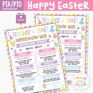 Editable Eater Teacher and Staff Appreciation Week Itinerary Flyer ...