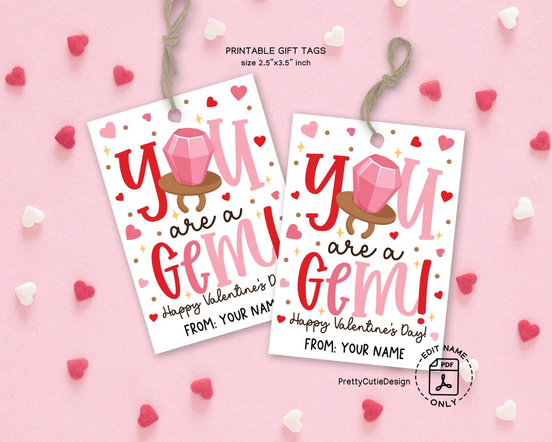 Gem Valentine's Day Gift Tags, You Are a Gem Gift Tag, Classroom ...