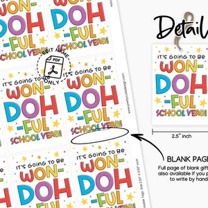 Back to School Tags, Printable First Day of School Gift Tag, Play Dough ...