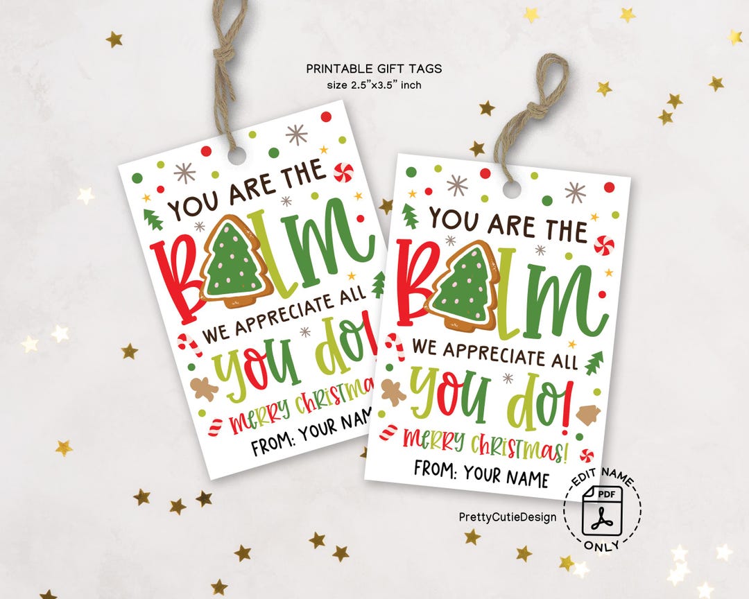 Printable Lip Balm Christmas Gift Tags, Printable Holiday You Are the ...