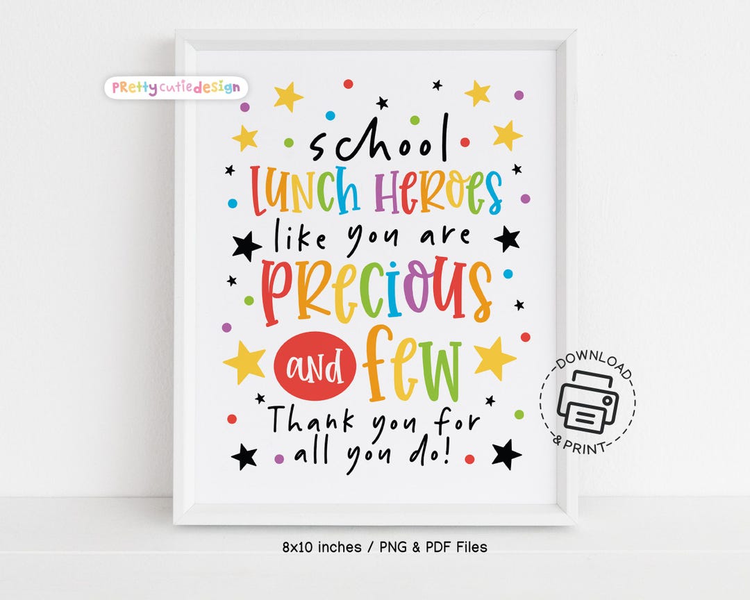 School Lunch Hero Day Sign Printable, Lunch Hero Appreciation Poster ...