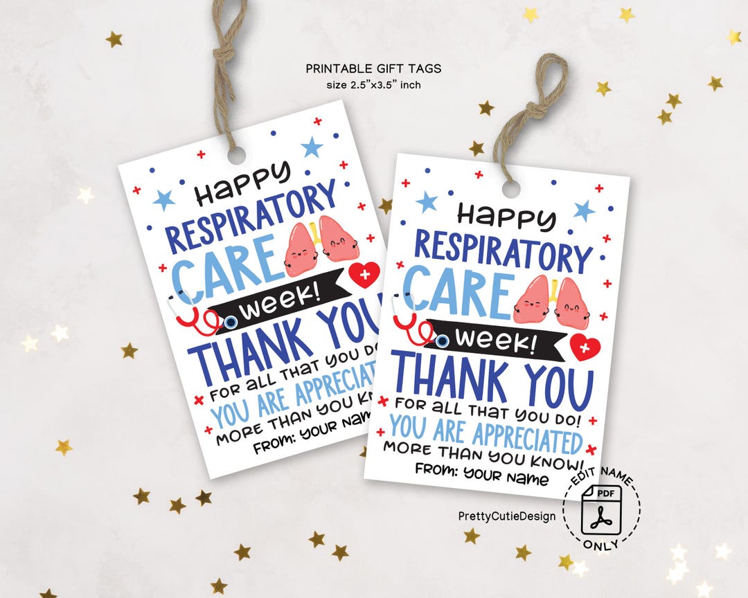 Respiratory Care Week Gift Tags Printable - Thank You Appreciation for RT Staff - Etsy