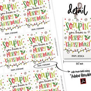 Christmas Soap Tag for Christmas Gifts Tag, Soapin You Have a Merry ...