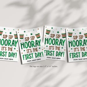 Sip Sip Hooray Teacher Gift Tag, First Day of School Gift Tags, Back to ...