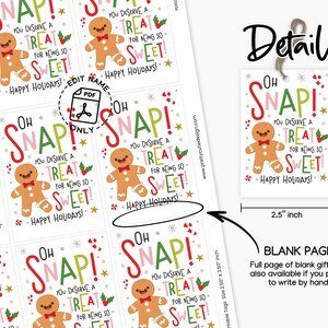 Gingerbread Gift Tags, Oh Snap Christmas Printable, Treat Bags for ...