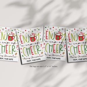 Printable Enjoy a Cup of Cheer Tag, Hot Cocoa Holiday Gift Tag ...
