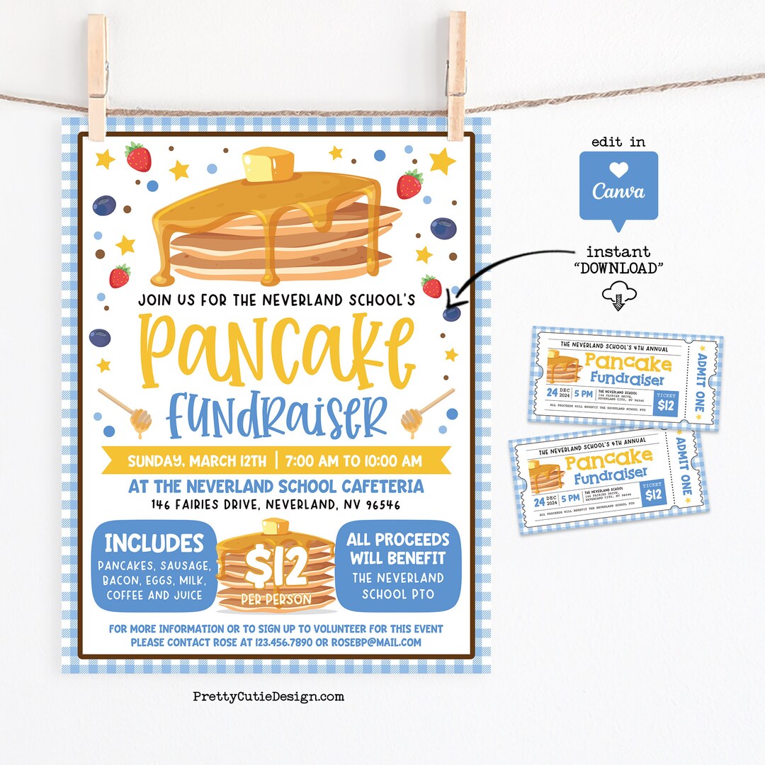 Pancake Breakfast Fundraiser Flyer Template: Charity Event Poster ...