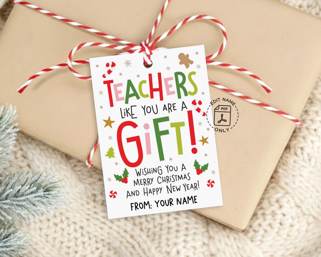 Teacher Christmas Gift Tags, Holiday Treat Bag Printable, Staff ...