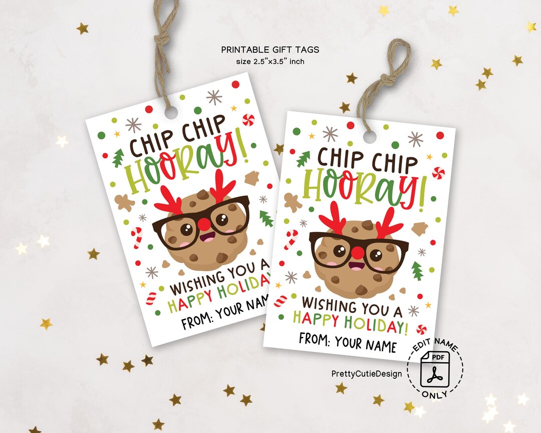 Christmas Cookie Gift Tags Printable: Chip Chip Hooray (PDF) - Etsy