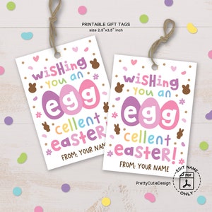 Happy Easter Printable Gift Tags, Eggcellent Easter Gift Tags, Easter ...