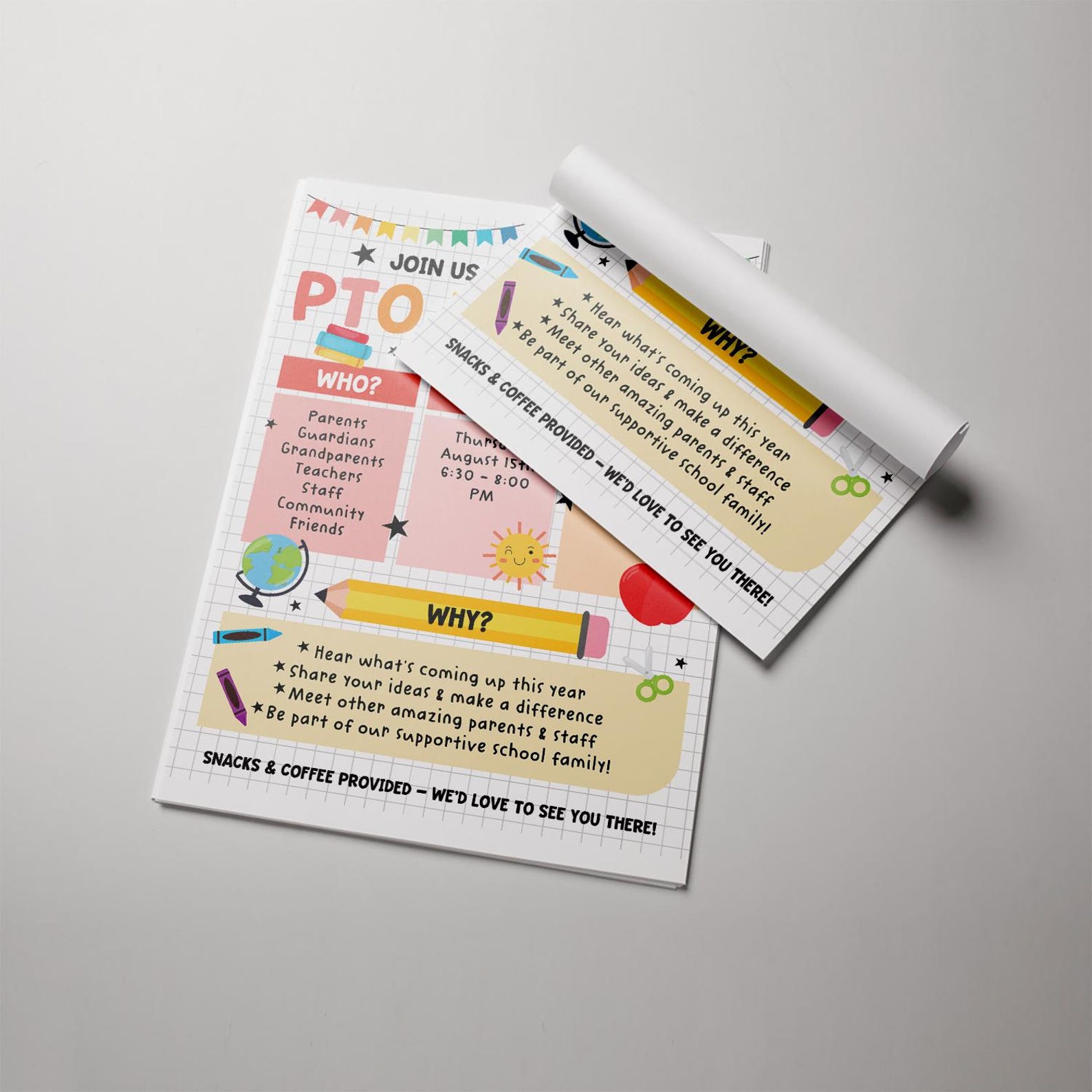 Editable PTO Meeting Flyer Template: Back to School PTA Invitation ...