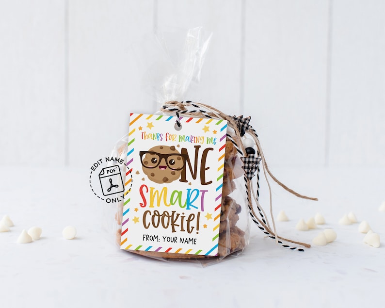 Teacher Appreciation Gift Tags: One Smart Cookie (printable) - Etsy