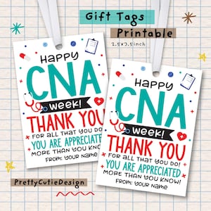 CNA Week Gift Tags: Certified Nursing Assistant Appreciation (printable ...