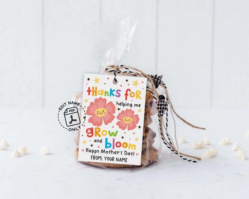 Mother's Day Flower Gift Tags: Grow and Bloom Printable (PDF) - Etsy