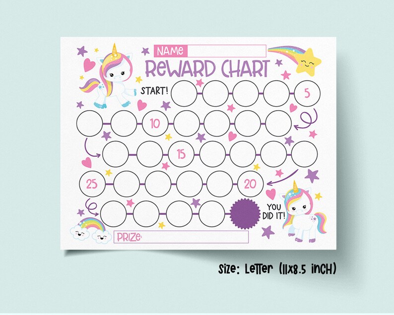 Unicorn Reward Chart for Kids: Rainbow Theme (instant Download) - Etsy
