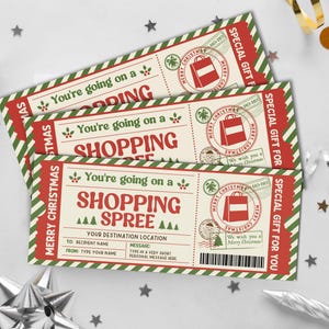 Shopping Spree Christmas Gift Certificate Template Printable, Editable ...