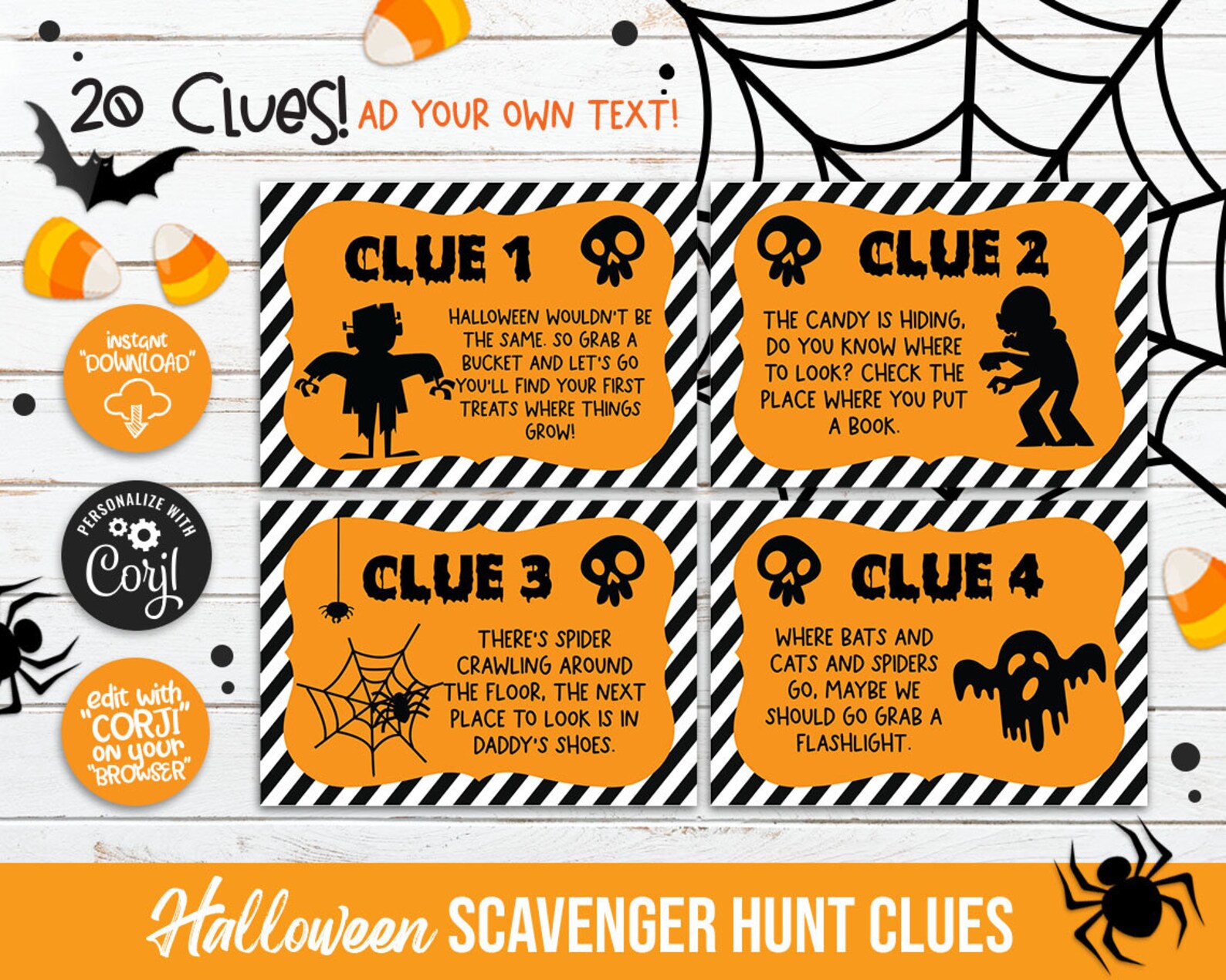 Halloween Scavenger Hunt Clue Cards for Kids Halloween - Etsy