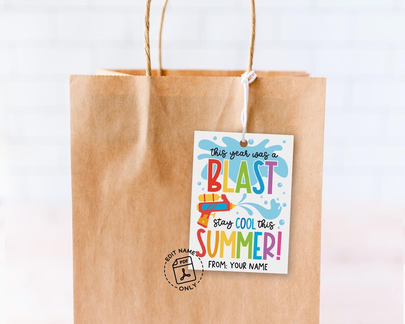 Last Day of School Gift Tags, Water Gun Summer Theme (PDF Pattern) - Etsy