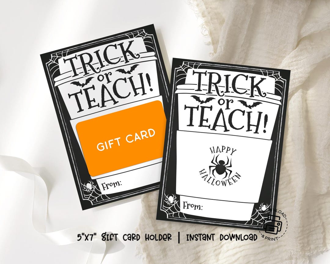 Halloween Teacher Gift Card Holder, Coffee Gift Card Holder Printable ...