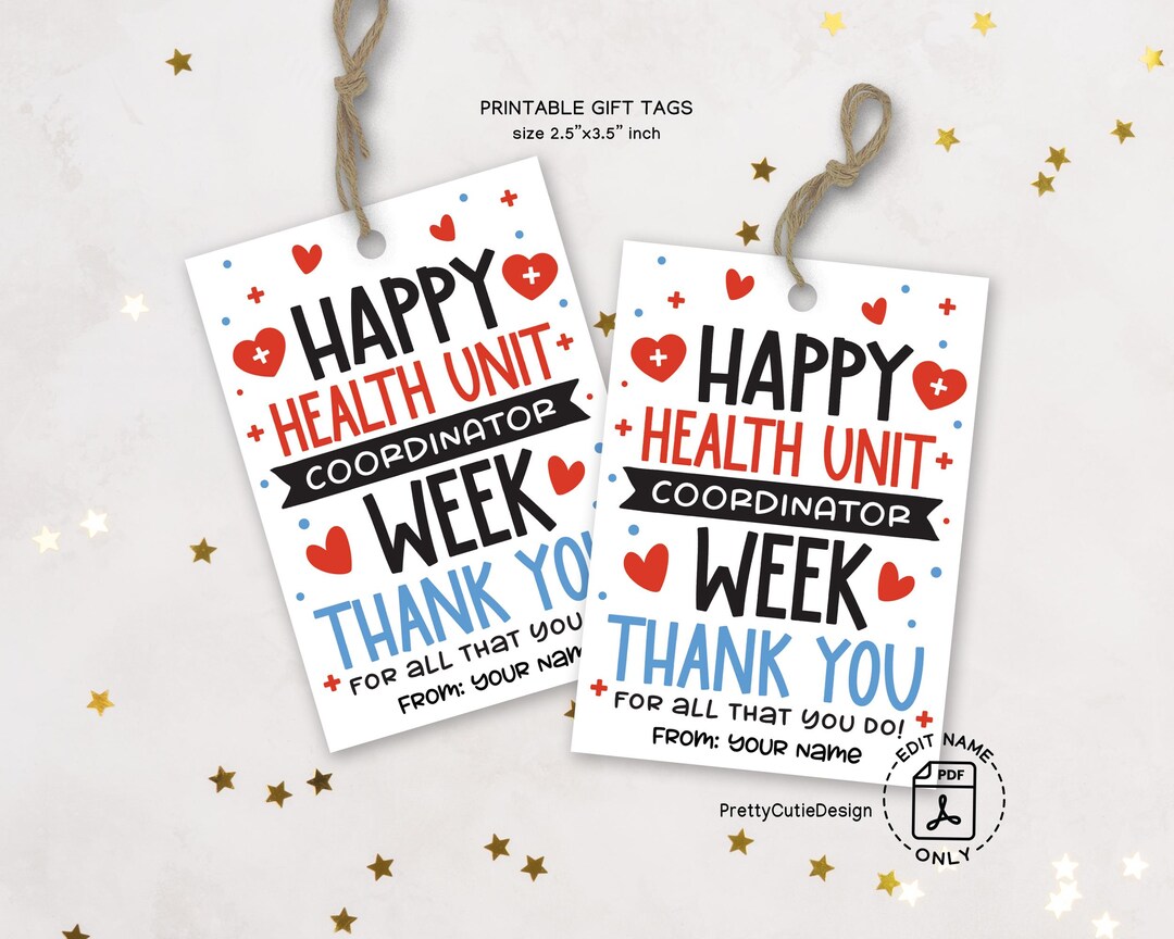HUC Appreciation Gift Tags: Health Unit Coordinator Week Thank You ...