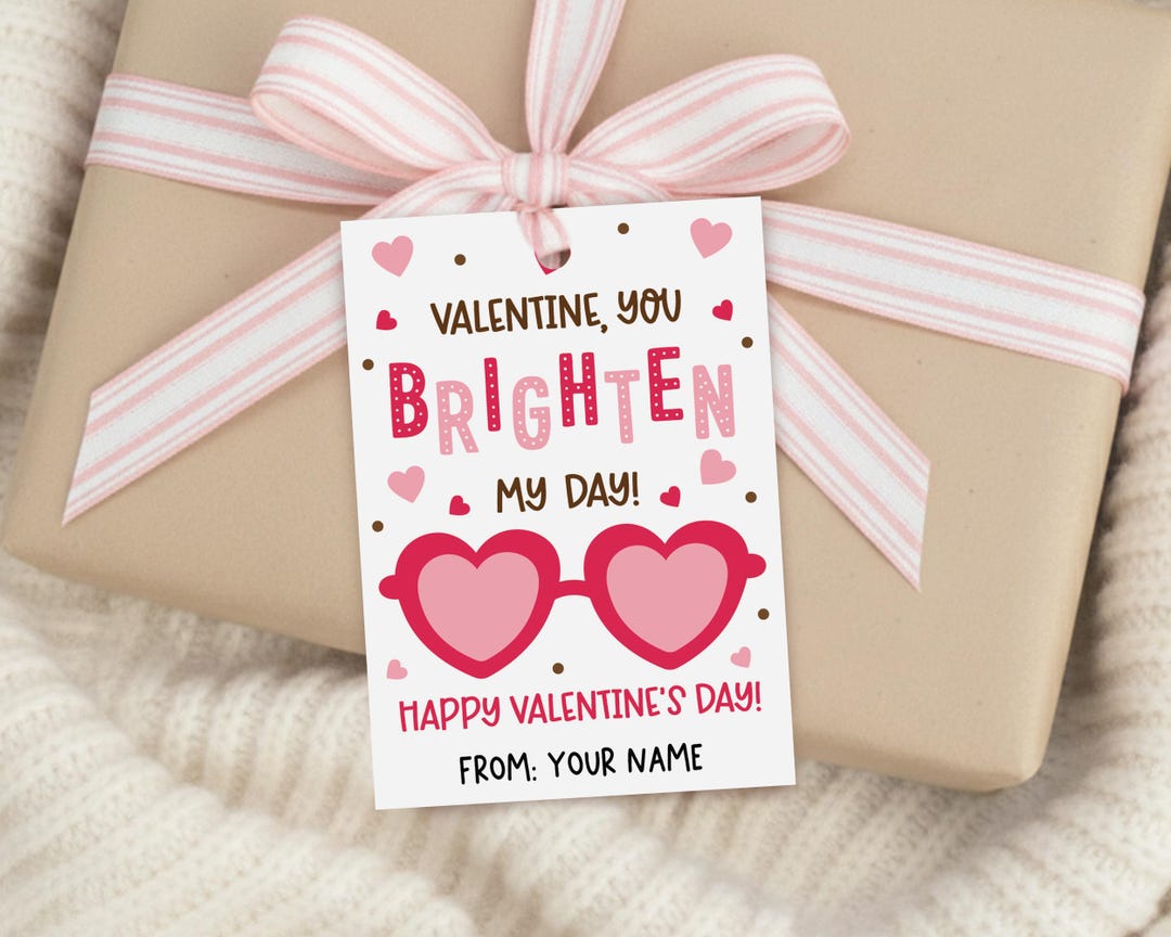 Valentine Sunglasses Gift Tag Printable, Classroom Non Candy Treat Bag ...