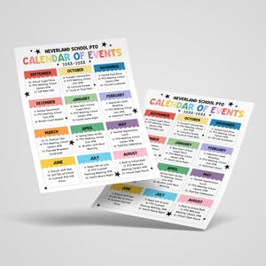 Editable School Calendar Template: PTO PTA Events Planner (canva ...