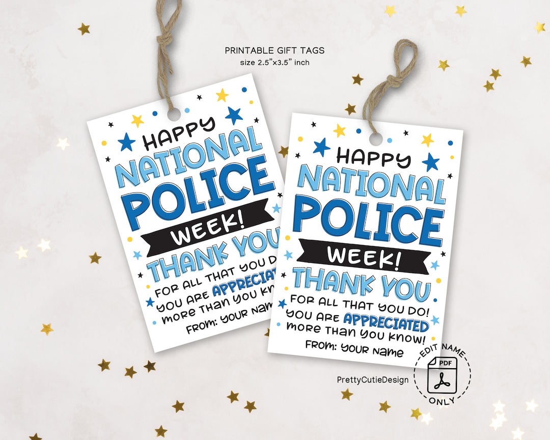 Happy National Police Week Gift Tags Printable, Police Week Tag, Police ...