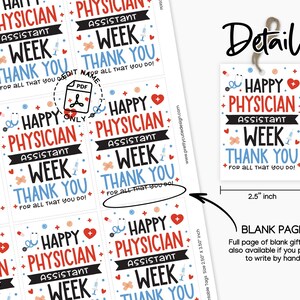 Printable PA Week Gift Tags, Happy Physician Assistant Favor Tag ...