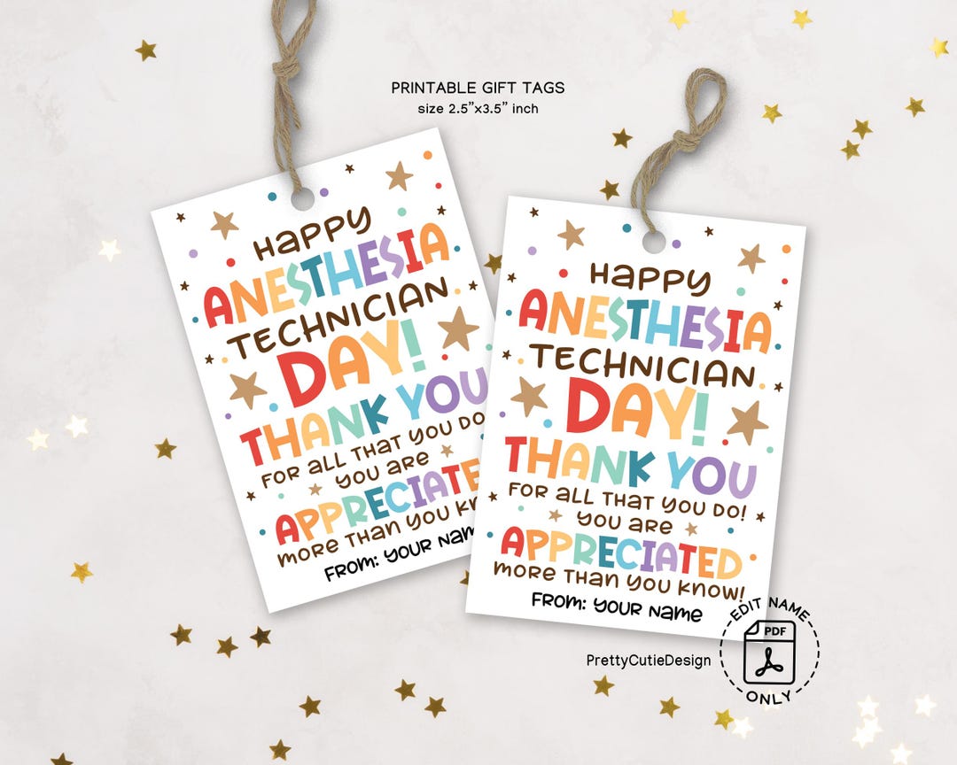 Happy Anesthesia Tech Day Gift Tags, Anesthesia Technician Appreciation ...