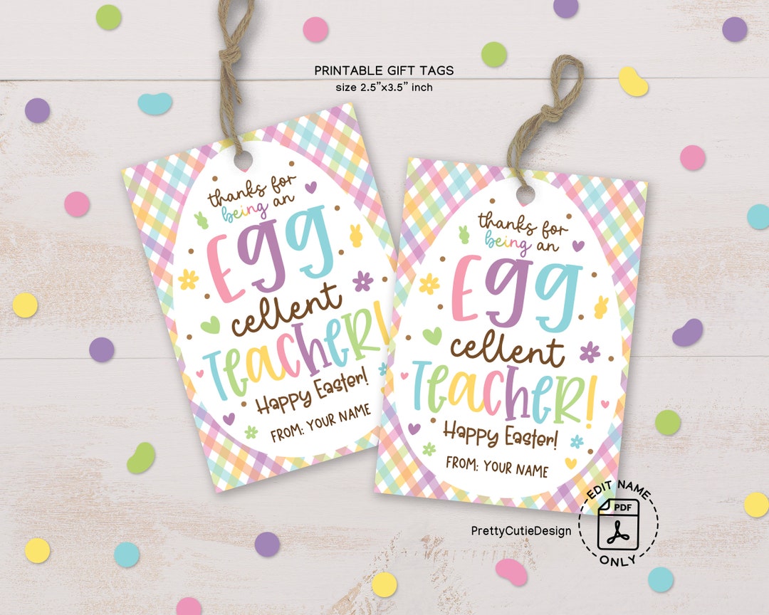 Easter Gift Tag Printable, Thank You Teacher Appreciation Tag ...
