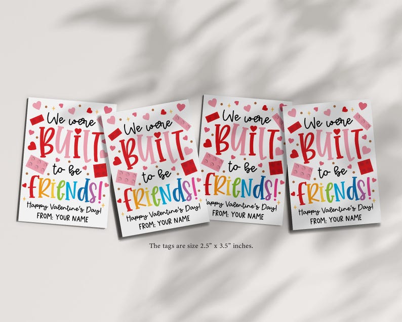 Building Block Valentine Tag Printable, We Were Built to Be Friends ...