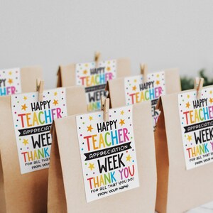 Happy Teacher Appreciation Week Gift Tag Printable, Bulk Teacher ...