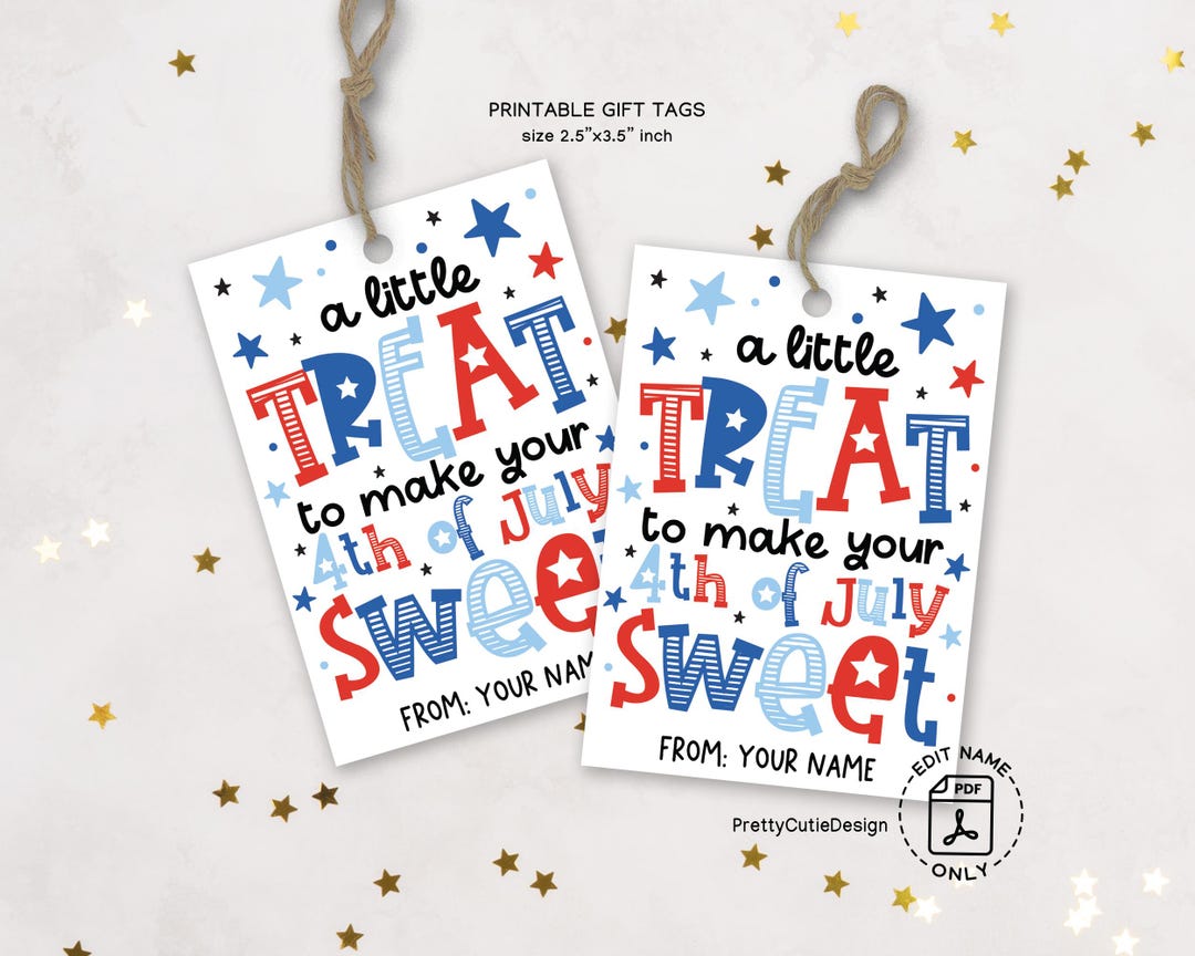 4th of July Gift Tags Printable, Patriotic Treat Tags, Editable 4th of ...