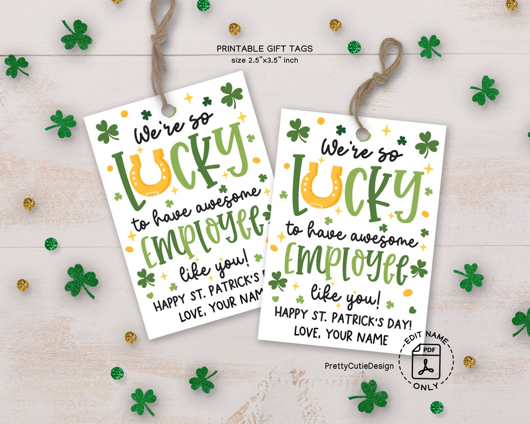 Happy St Patricks Day Printable Gift Tags, Employee Thank You Gift Tags ...