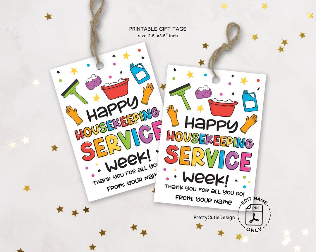 Happy Housekeeping Appreciation Week Gift Tags Printable, Housekeeping ...